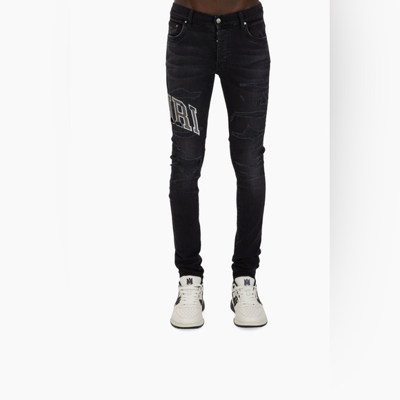 AMIRI | Jeans | Varsity Logo Repair Skinny Jeans | Poshmark